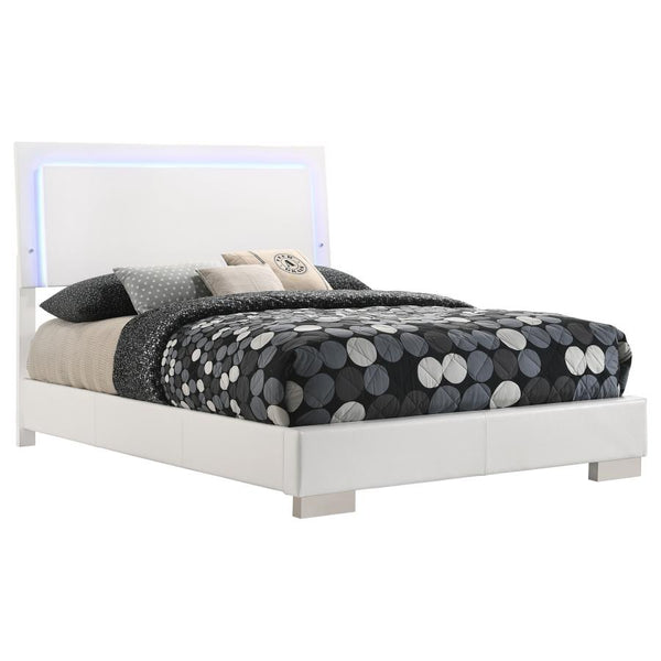 Felicity Wood Full LED Panel Bed - White High Gloss - La Sierra Furniture