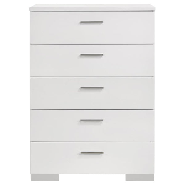 Felicity 5-drawer Bedroom Chest - White High Gloss - La Sierra Furniture