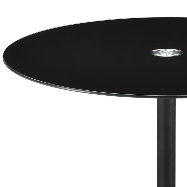 Ganso Round Metal End Table With Tempered Glass Top - Black - La Sierra ...