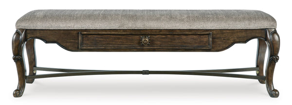 Maylee Upholstered Storage Bench - Dark Brown - La Sierra Furniture